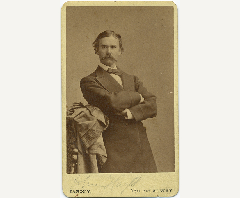 Photographic portrait of John Hay taken about the time of his marriage ...