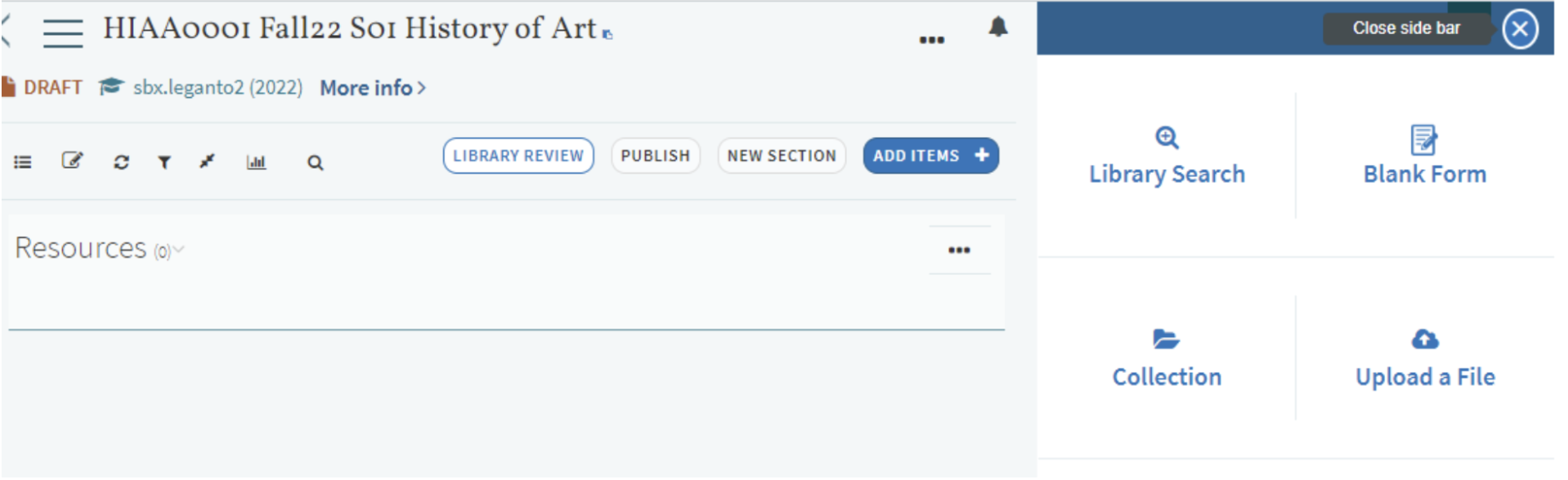 Creating a new reading list from your course page in Canvas : Brown ...