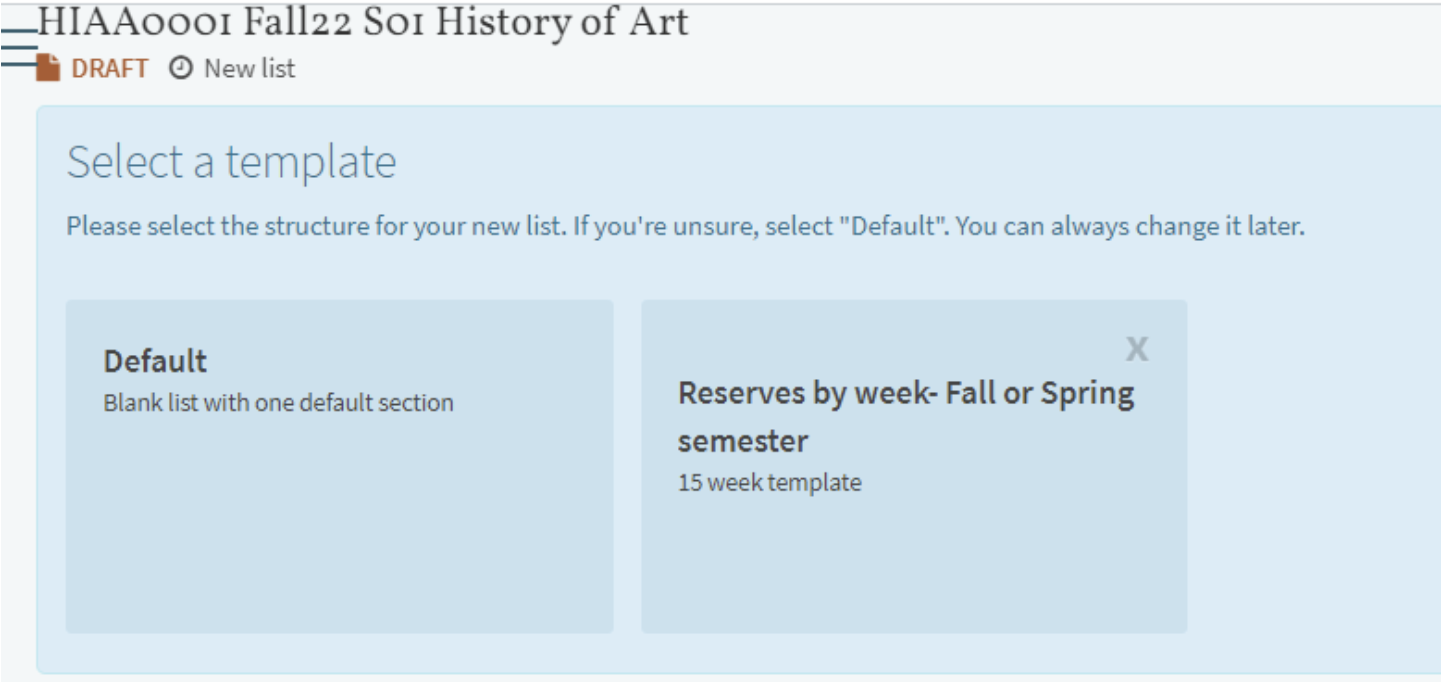 Create a new reading list directly in Course Reserves without Canvas : Brown University Library ...