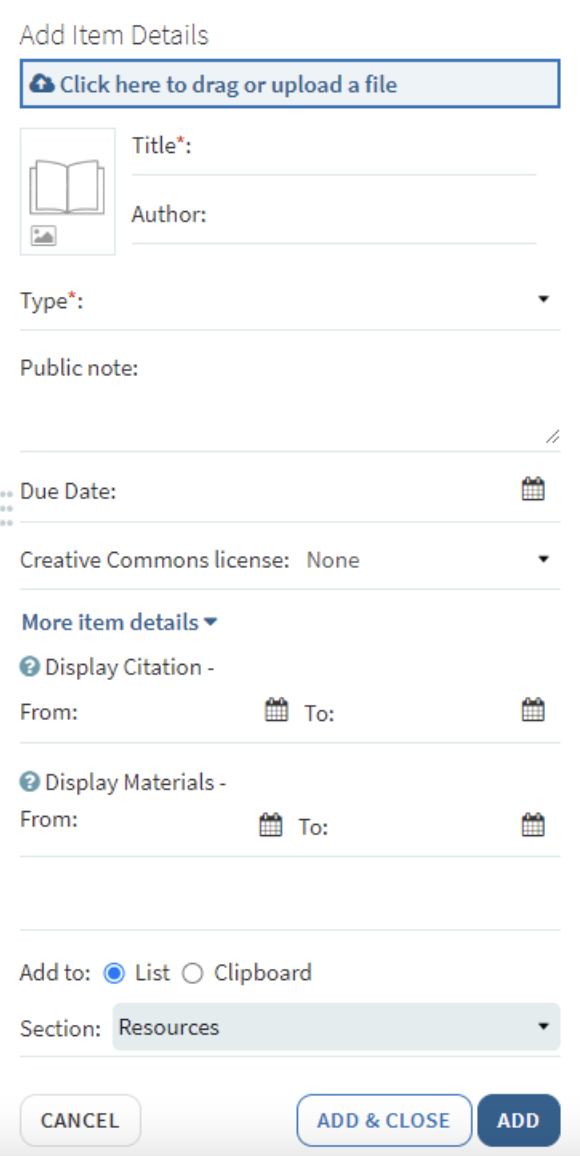 Create a new reading list directly in Course Reserves without Canvas : Brown University Library ...
